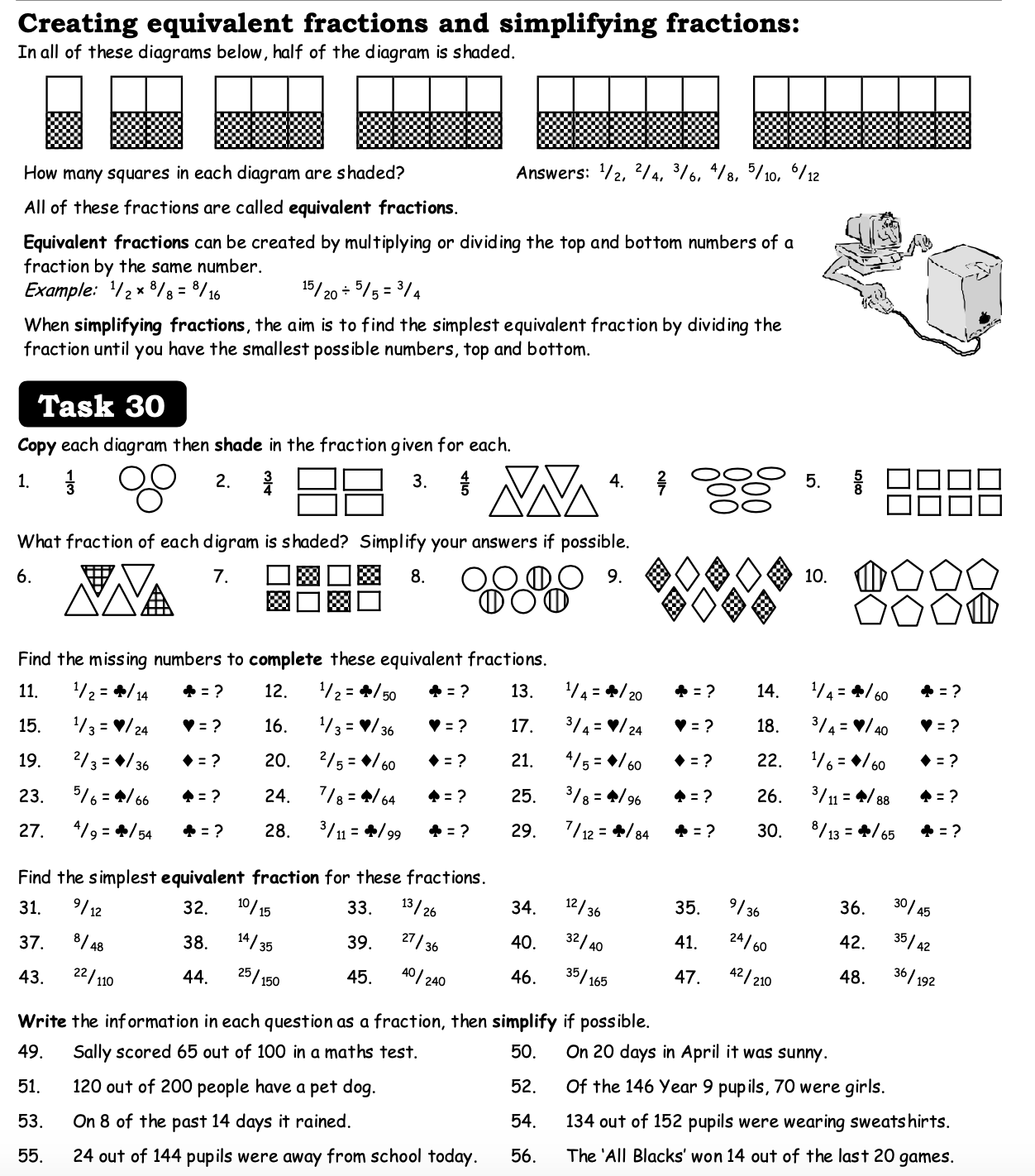 7F2MAT24: 7. Task 30, L5 - Equivalent Fractions | MHOL